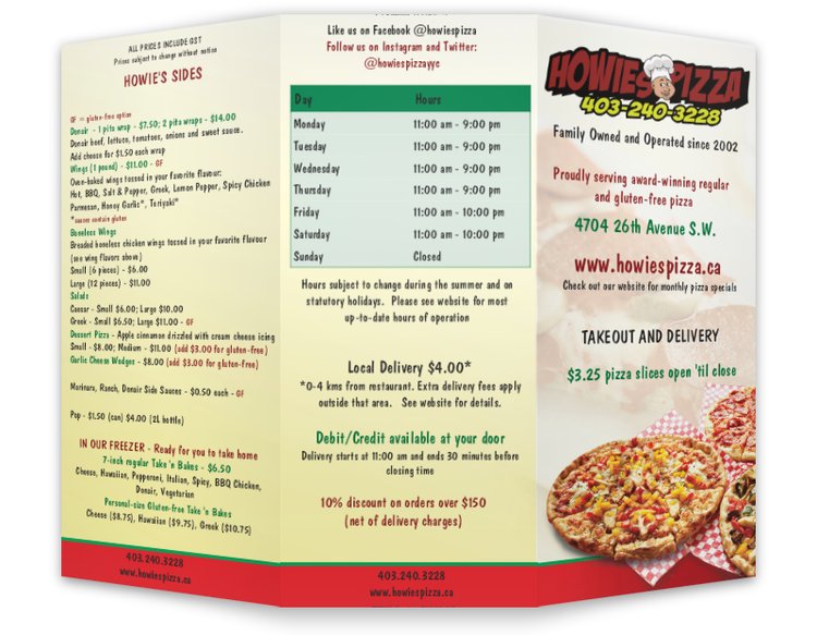 Menu – Howie’s Pizza